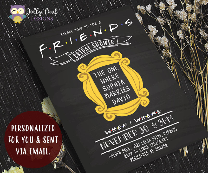 FRIENDS TV Show Party Invitation – Jolly Owl Designs