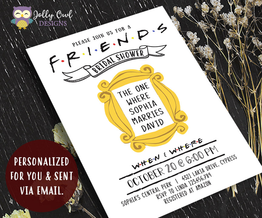 FRIENDS TV Show Party Invitation – Jolly Owl Designs