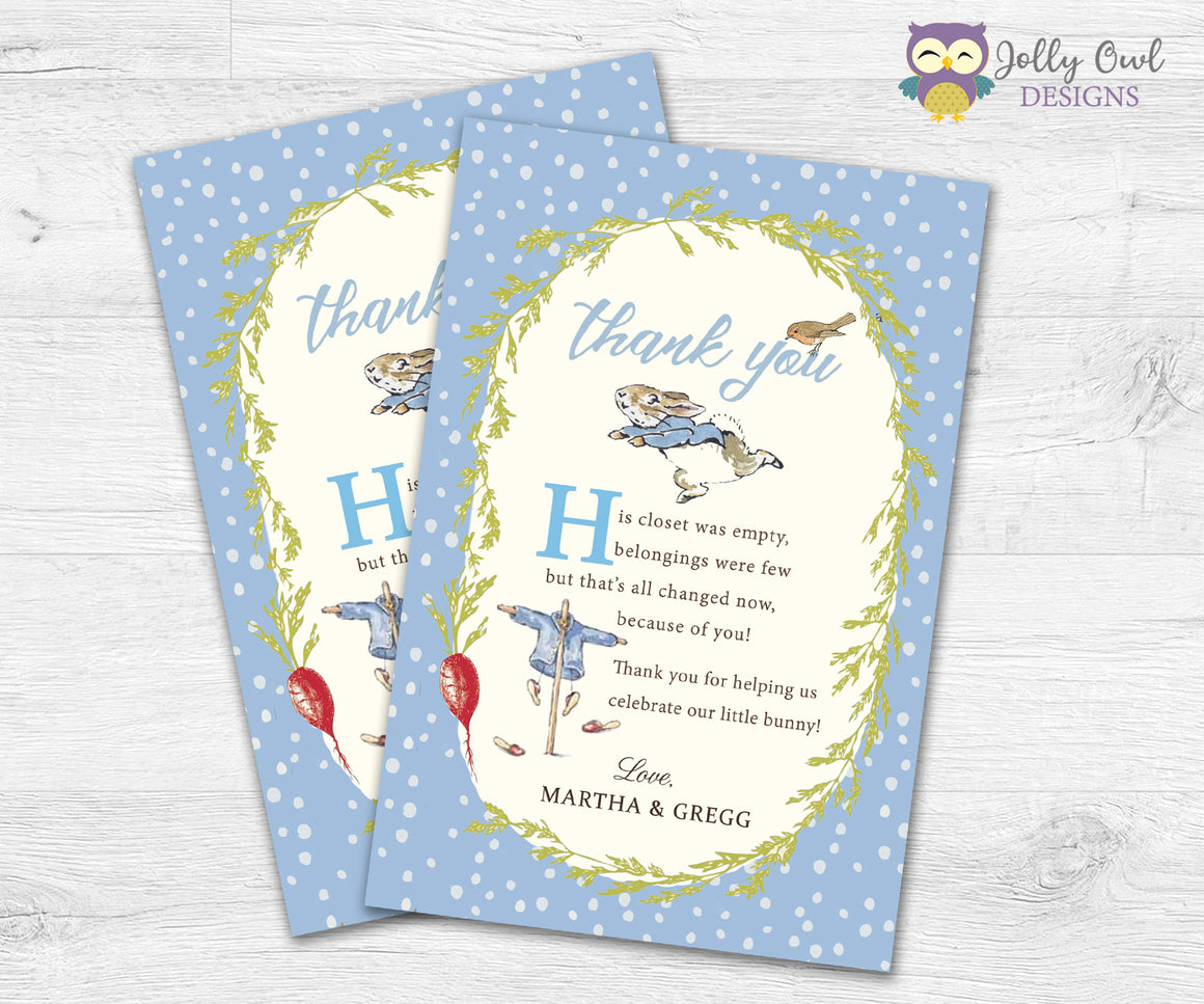 Peter Rabbit Printable Thank You Card – Jolly Owl Designs