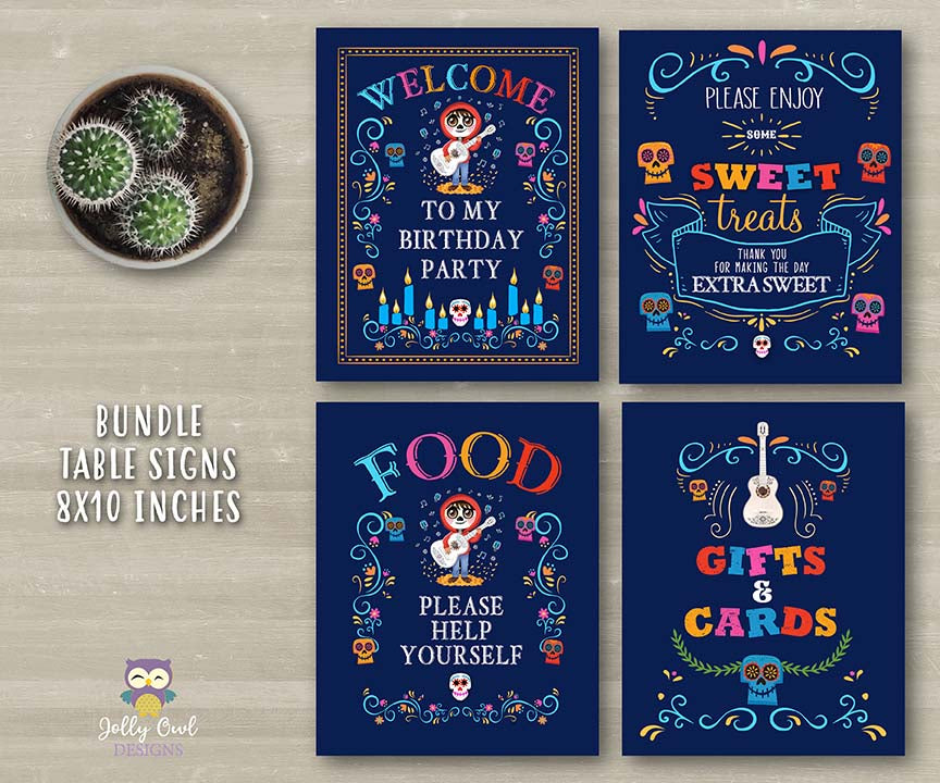 COCO Birthday Party Signs - Bundle Set Printable Signs – Jolly Owl Designs