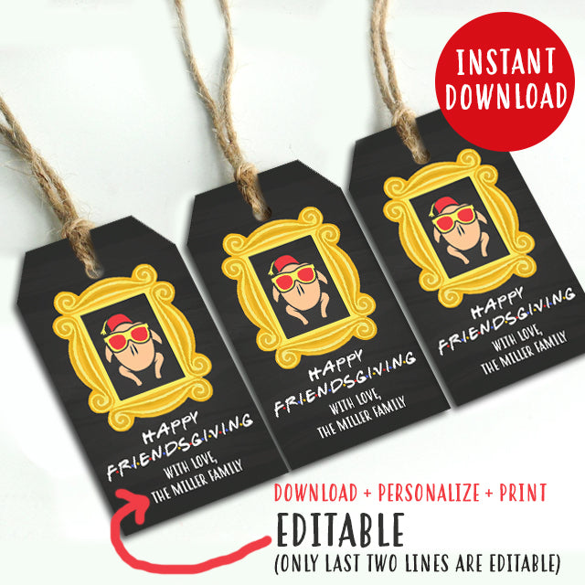 Friends TV Printable Thank You Tag - Editable PDF – Jolly Owl Designs