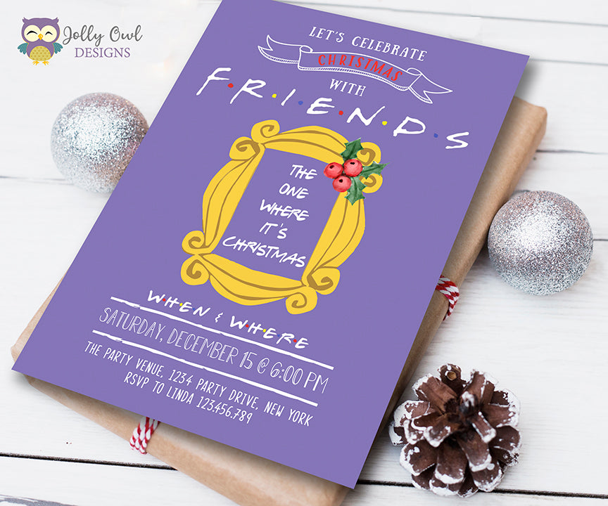 FRIENDS TV Show Christmas Party Invitation – Jolly Owl Designs