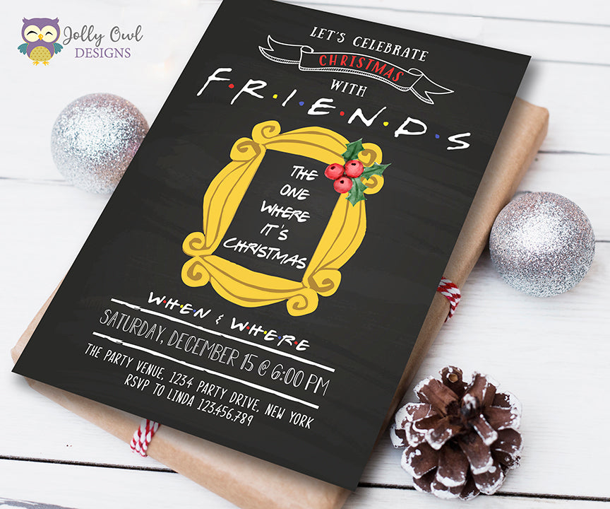 FRIENDS TV Show Christmas Party Invitation – Jolly Owl Designs