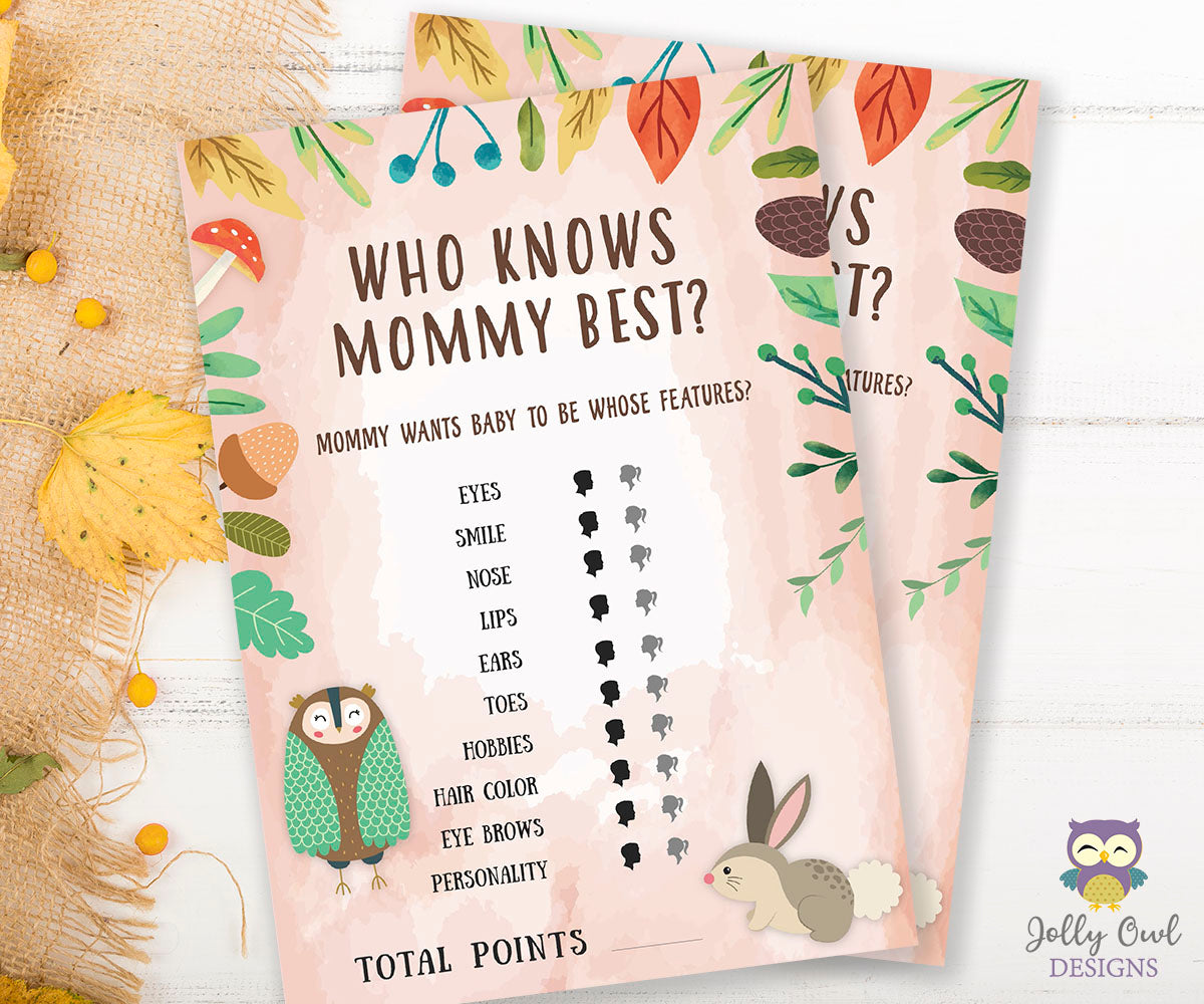 Owl Baby Shower Game Cards