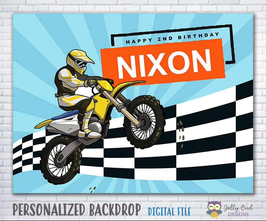 Motocross Birthday Party Backdrop - Digital File – Jolly Owl Designs