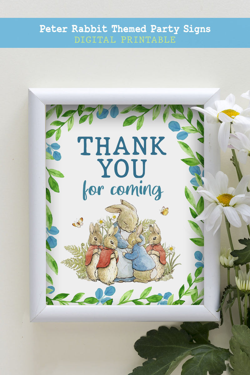 Peter Rabbit Party Signs - Thank You For Coming – Jolly Owl Designs