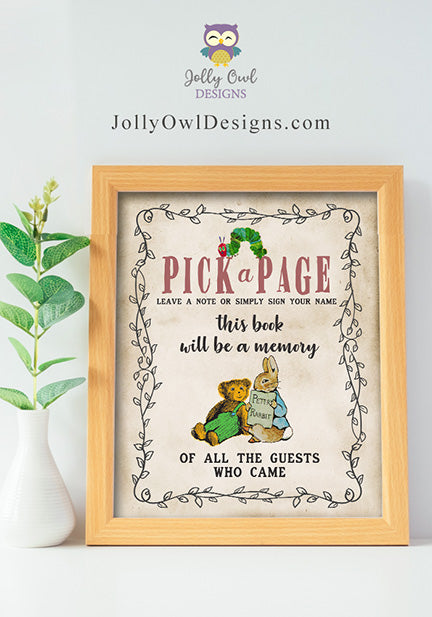 Book Themed Baby Shower Party Sign - Pick A Page Guestbook Sign – Jolly ...