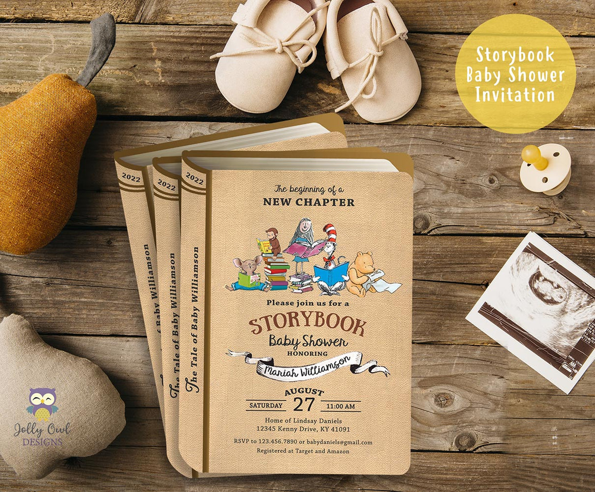 Book or Storybook Themed Baby Shower Party Invitation - Digital Printa ...