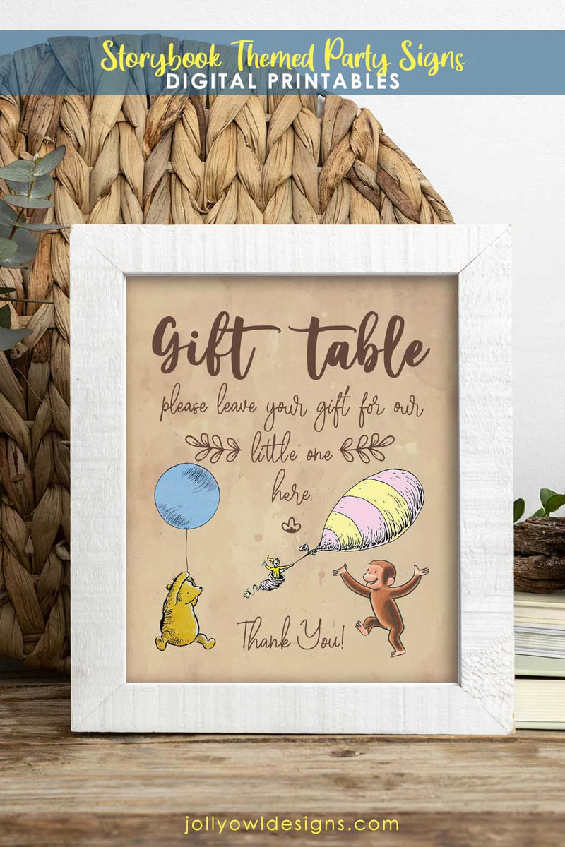 Book Themed Baby Shower Party Sign - Gift Table – Jolly Owl Designs
