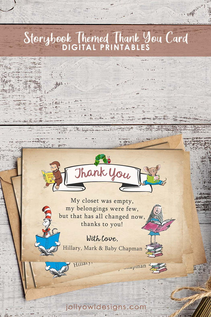 Storybook Theme Printable Thank You Card – Jolly Owl Designs