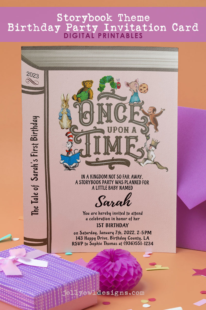 Book Themed Birthday Party Invitation - Once Upon A Time – Jolly Owl ...