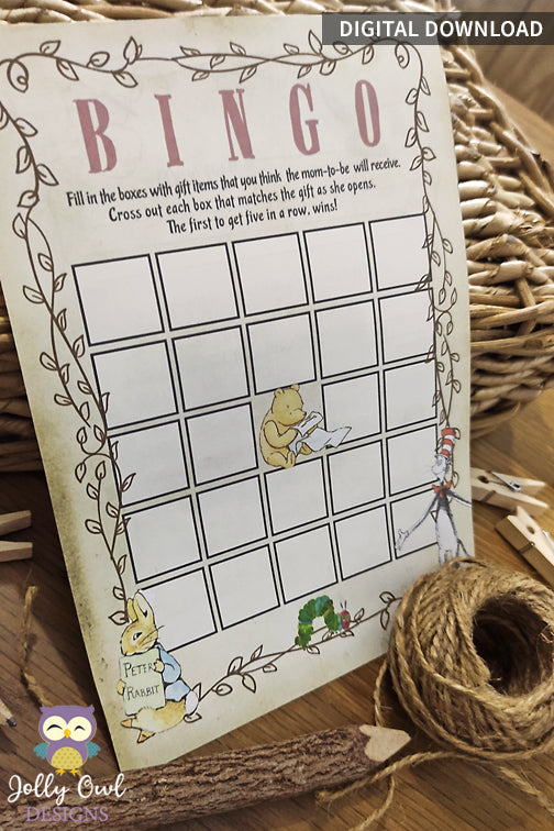 Storybook Book Themed Baby Shower - BINGO Game Printable – Jolly Owl ...