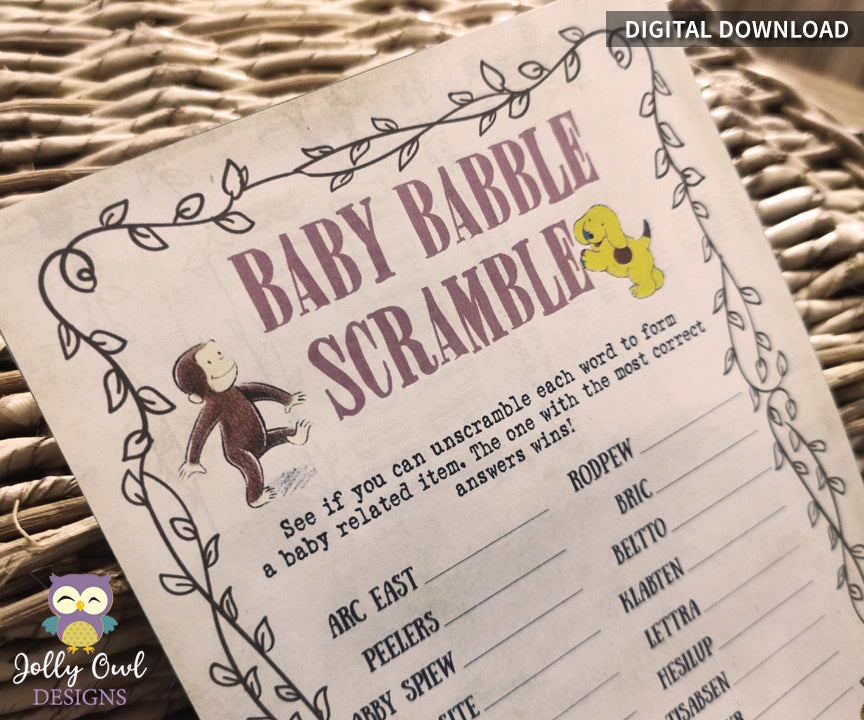 Storybook Book Themed Baby Shower - Baby Babble Word Scramble Game ...