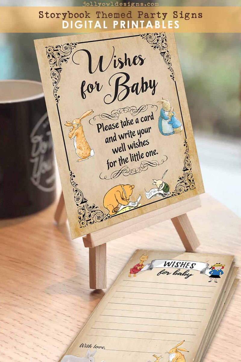 Story Book Themed Baby Shower - Wishes for Baby Sign and Card – Jolly ...