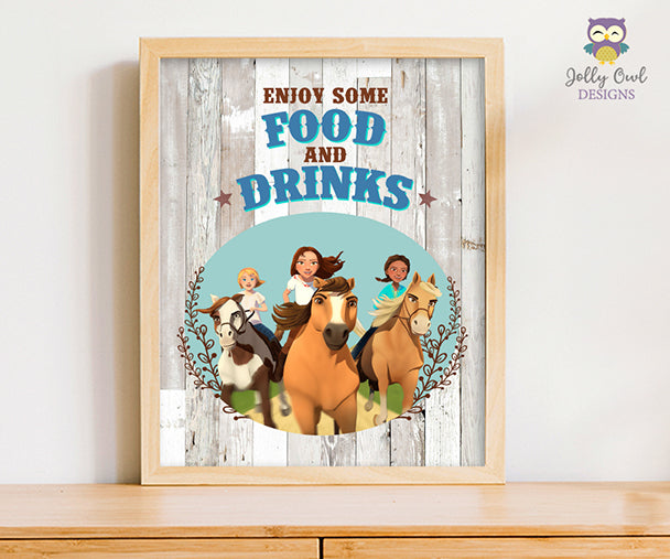 Spirit Riding Free Birthday Party Signs - Enjoy Some Food and Drinks ...