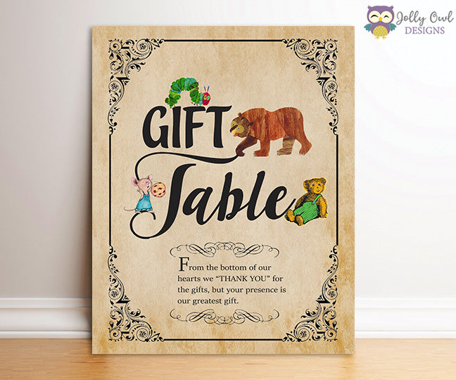 Book Themed Baby Shower Party Sign - Gift Table – Jolly Owl Designs